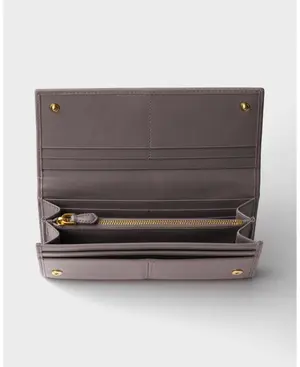 Prada Large Leather Wallet - Grey