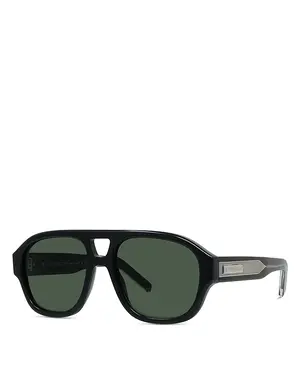 Givenchy Geometric Sunglasses, 55mm - Shiny Black/green