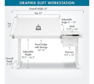 STUDIO DESIGNS HOME Studio Designs Graphix Elift Split Top Adjust. Draft Table