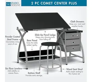 STUDIO DESIGNS HOME Studio Designs Comet Center Plus Drawing Table With Stool