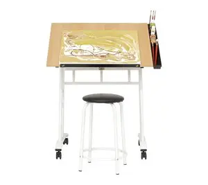 STUDIO DESIGNS HOME Studio Designs Craft Center Rolling Drawing Tab Le And Stool - One-color