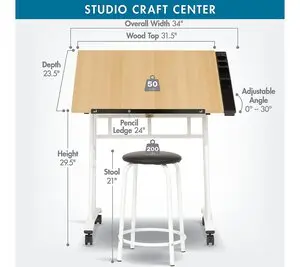 STUDIO DESIGNS HOME Studio Designs Craft Center Rolling Drawing Tab Le And Stool