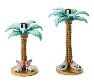 MACKENZIE-CHILDS Palm Tree Candle Holders, Set Of 2 - One-color
