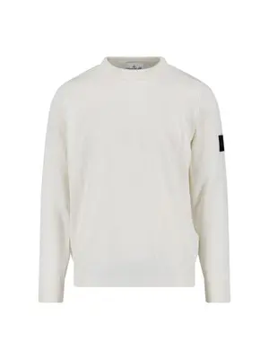 Stone Island Knitted Organic Cotton Sweater - White