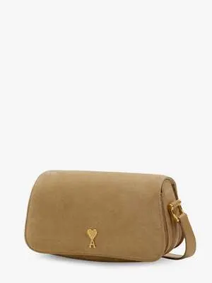 Ami Suede Shoulder Bag With Logo