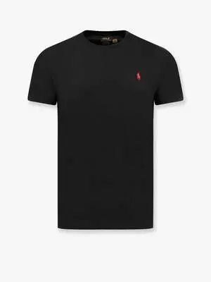 Polo Ralph Lauren Cotton Tshirt With Embroidered Logo On The Front - Black
