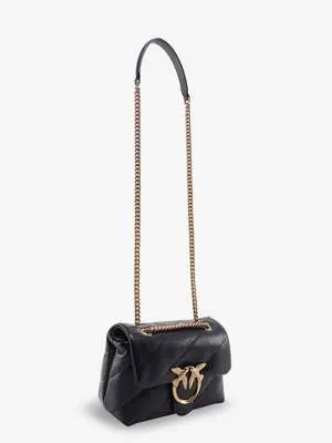 Pinko Love Puff Mini Matelassé Leather Shoulder Bag - Black
