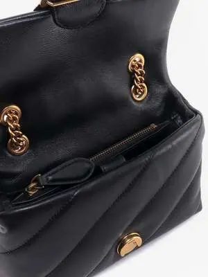 Pinko Love Puff Mini Matelassé Leather Shoulder Bag - Black