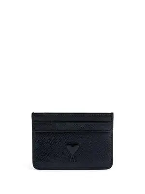 AMI Paris Logo-plaque Leather Cardholder - Black