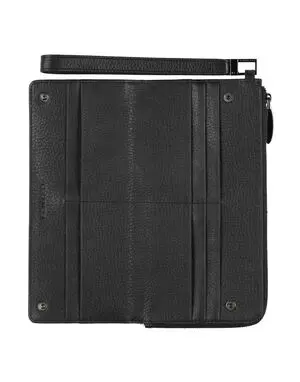 PIQUADRO Document Holder Leather, Metal - Black