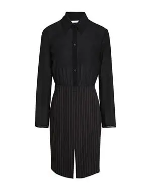 Patrizia Pepe Pinstriped Mini Dress - Black