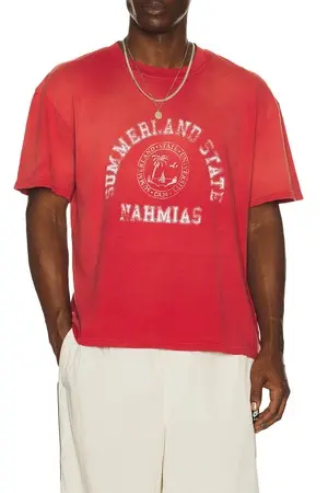 NAHMIAS Summerland State Boxy Tee In Red - Ruby