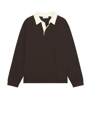FRAME Rugby Polo Shirt In Brown - Deep Brown