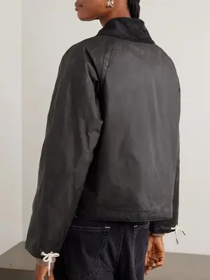 Barbour Leather And Corduroy-trimmed Waxed-cotton Jacket