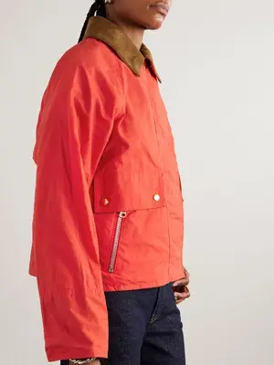 Barbour Mackworth Corduroy-trimmed Cropped Cotton Jacket - Red