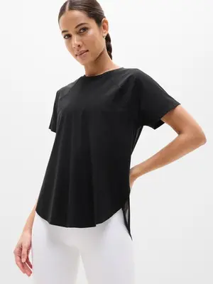 Athleta Relaxed Fit Mesh Back Tee - Black
