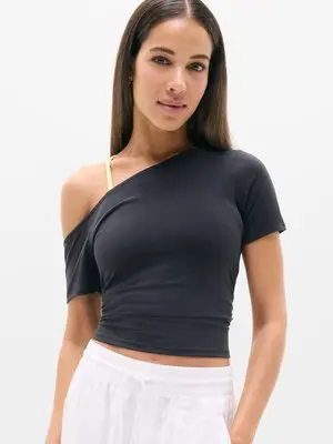 Athleta Move With Ease One Shoulder Tee - Black