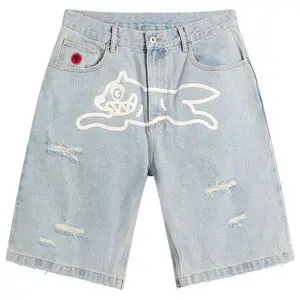 ICECREAM Running Dog Denim Shorts - Heavy Wash Blue