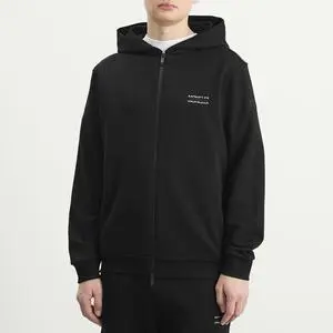 Moncler Stripe Logo Zip-up Hoodie - Black