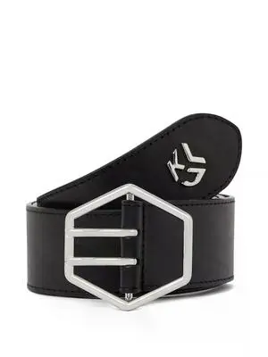 Karl Lagerfeld Hexagon Buckle Leather Belt - Black