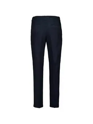 120% Lino Linen Drawstring Trousers - Blue