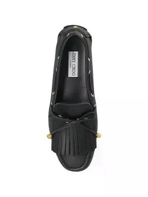 JIMMY CHOO Manon Leather Boat Shoes - Black
