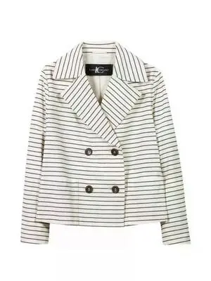 LUISA CERANO Striped Double-breasted Jacket - Neutrals