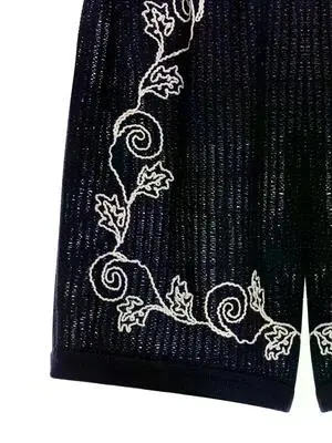Agua Bendita Maury Embroidered Ribbed Shorts - Black