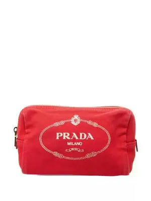 Prada 2010-2025 Canvas Canapa Pouch - Red