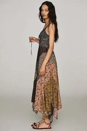 Anthropologie Printed Patchwork Midi Dress - Black Pattern