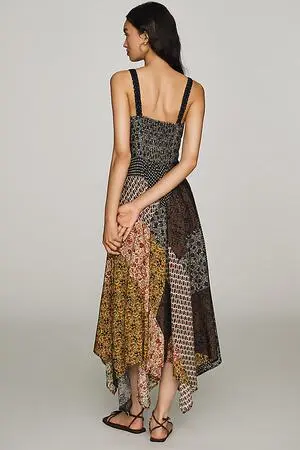 Anthropologie Printed Patchwork Midi Dress - Black Pattern
