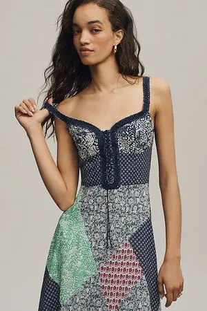 Anthropologie Printed Patchwork Midi Dress