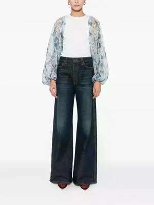 GIADA CURTI Floral Balloon-sleeve Cropped Jacket