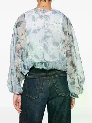 GIADA CURTI Floral Balloon-sleeve Cropped Jacket