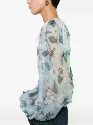 GIADA CURTI Floral Balloon-sleeve Cropped Jacket