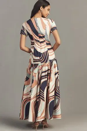 HUTCH Atley Stretch Poplin Drop-waist Maxi Dress
