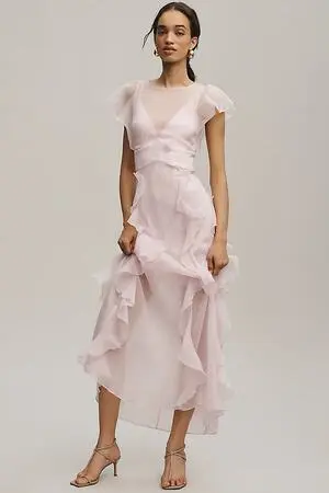 HUTCH Amity Organza Ruffle Maxi Dress