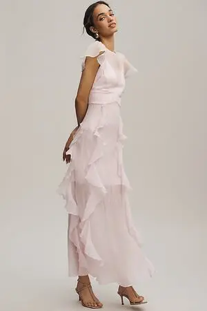 HUTCH Amity Organza Ruffle Maxi Dress