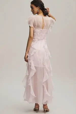 HUTCH Amity Organza Ruffle Maxi Dress