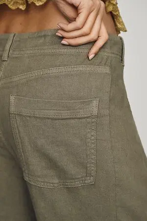 PILCRO Adi Linen Blend Mid-rise Flare Pants - Mermaid