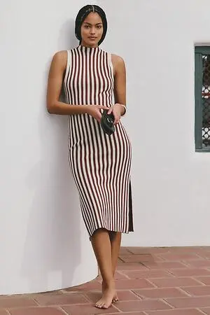 FLAT WHITE Sleeveless Mock-neck Maxi Dress