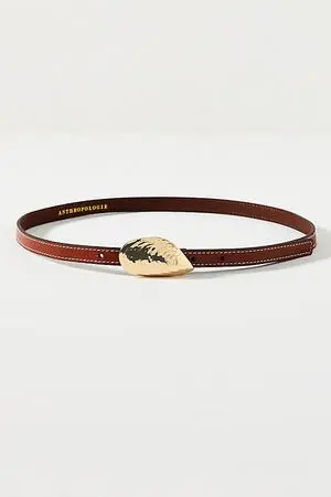 Anthropologie Skinny Shell Hardware Belt - Tan / Gold
