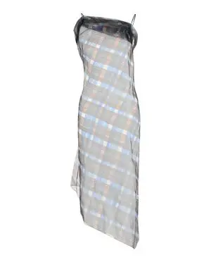 FERRAGAMO Organza Plaidcheck Midi Dress