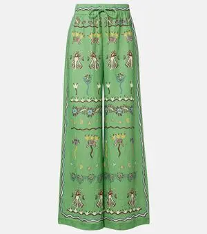 ALEMAIS Sun Dancer Linen Wide-Leg Pants Green