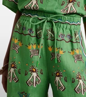 ALEMAIS Sun Dancer Linen Wide-leg Pants - Green