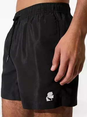 Karl Lagerfeld Logo Drawstring Swim Shorts - Black