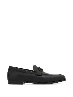 FERRAGAMO Gancini Loafers In Hammered Deerskin - Black