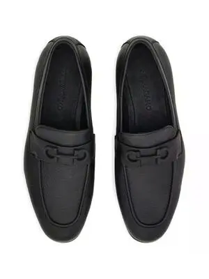 FERRAGAMO Gancini Loafers In Hammered Deerskin - Black