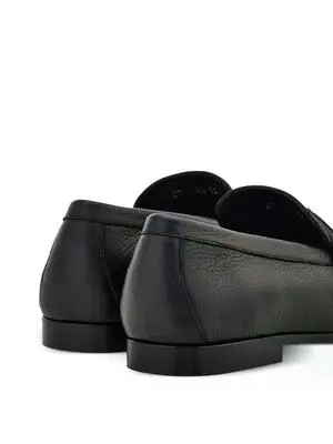 FERRAGAMO Gancini Loafers In Hammered Deerskin - Black