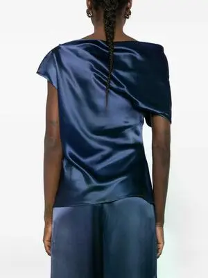 SOPHIE ET VOILA Draped-shoulder Satin Top